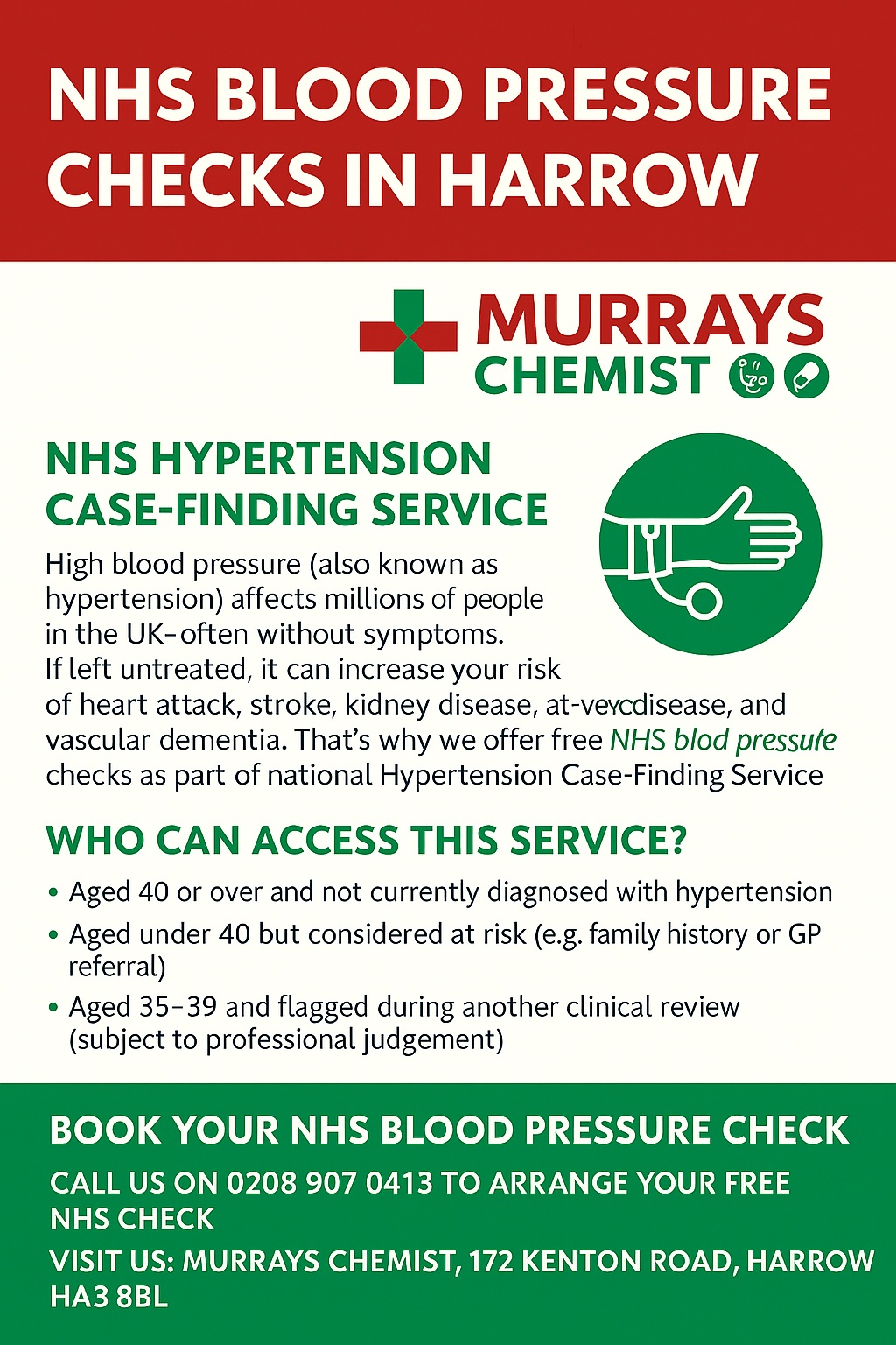 NHS Blood Pressure Service - Murrays Chemist